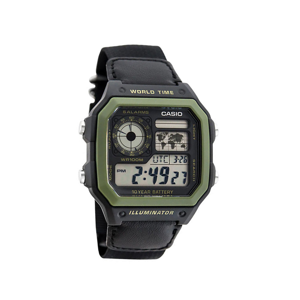 Casio Digital World Time Green Dial Men's Watch | AE-1200WHB-1BVDF