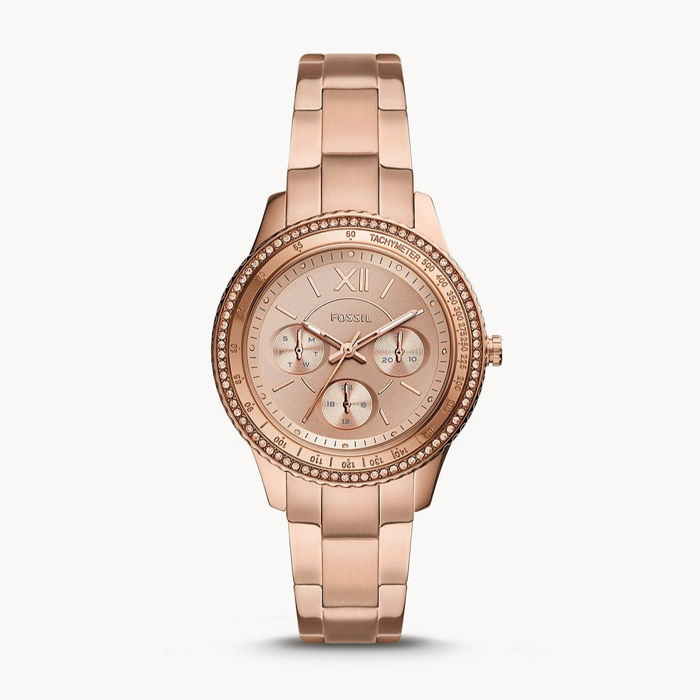 Fossil Ladies Stella Sport Multifunction Rose Gold-Tone Stainless Stee