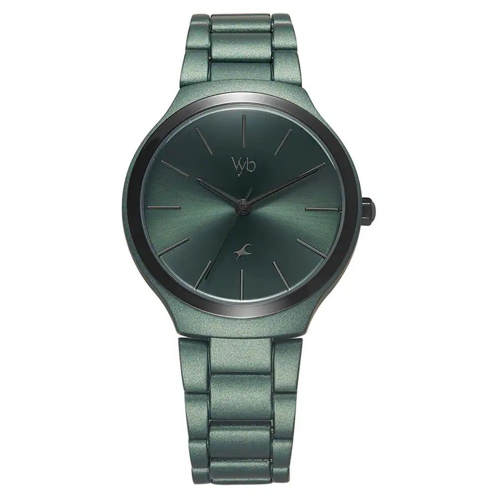 Fastrack Vyb Slayer Quartz Green Dial Women's Watch| FV60008KM03W