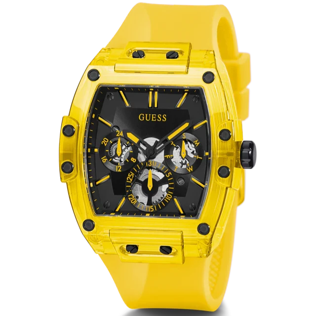 Guess Yellow Multi-function Clear Silicon Strap Men's Watch GW0203G6