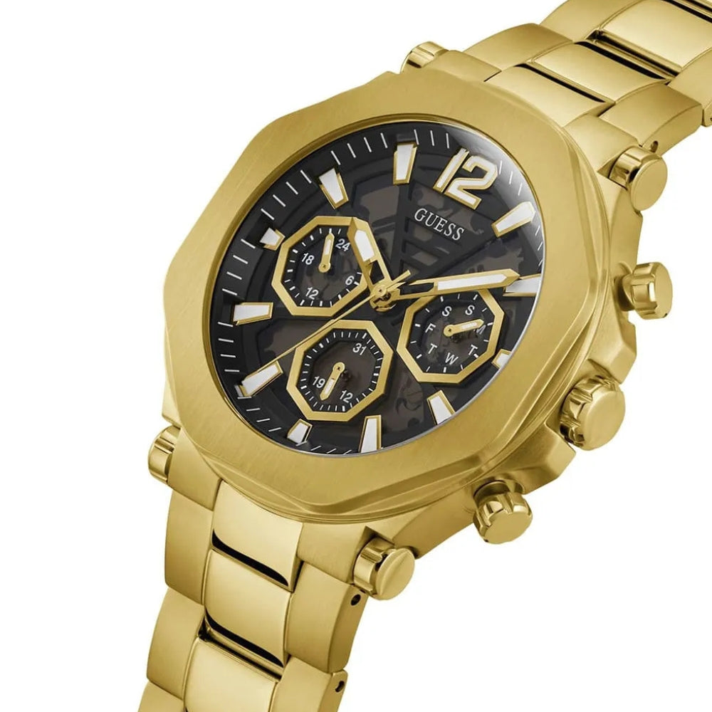 Guess Edge Gold Tone Black Dial Men's Watch GW0539G2