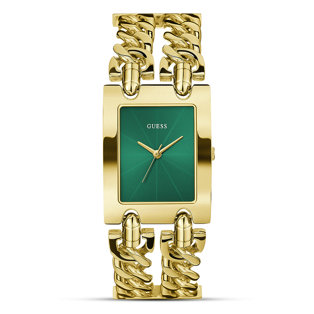 Guess Mod Heavy Gold Tone Green Dial Ladies Watch | GW0740L2