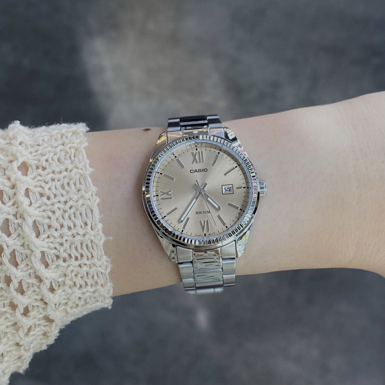 Casio Enticer Champagne Dial Stainless Steel Ladies Watch | LTP-1302DD