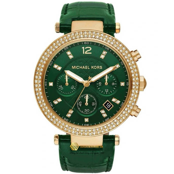 Michael Kors Parker Chronograph Green Leather Ladies Watch| MK6985