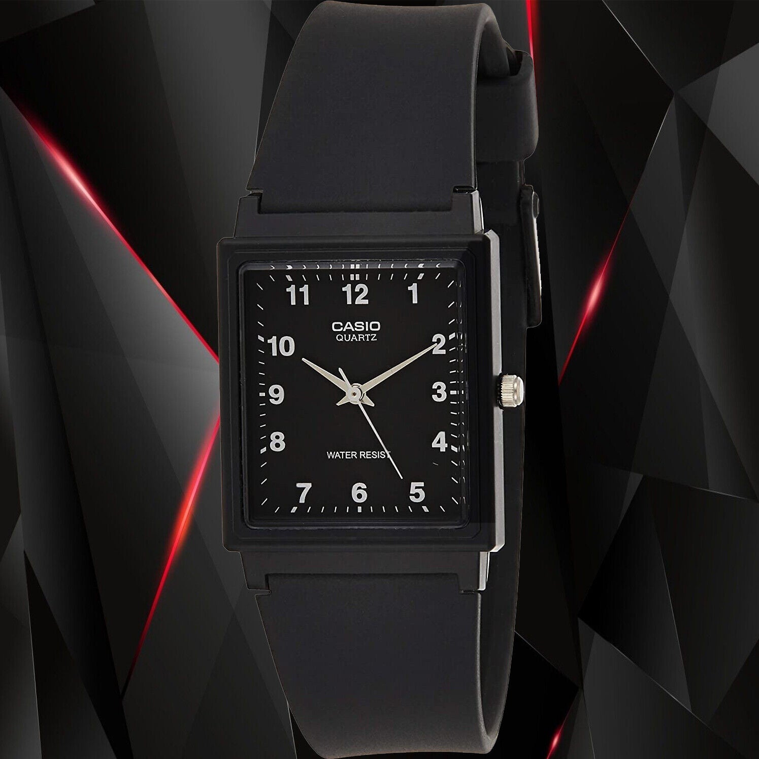 Casio Rectangle Analogue Black Dial Resin Strap Unisex Watch| MQ-27-1B
