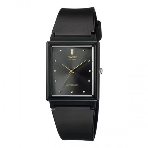 Casio Rectangular Analogue Black Dial Resin Strap Unisex Watch| MQ-38-