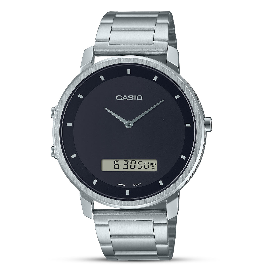 Casio Analogue-Digital Black Dial Men's Stainless Steel Watch | MTP-B2