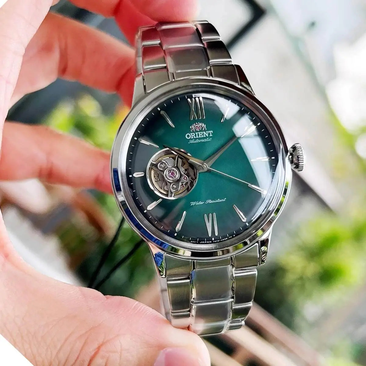 Orient "Bambino Open Heart" Green Automatic Watch | RA-AG0026E10B