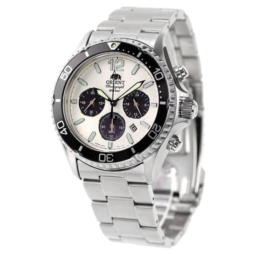 Orient Chrono Solar Powered White Dial Sports Watch| RA-TX0203S