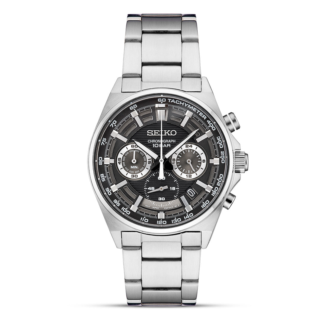 Seiko Essentials Chronograph Black Dial Men's Watch | SSB397