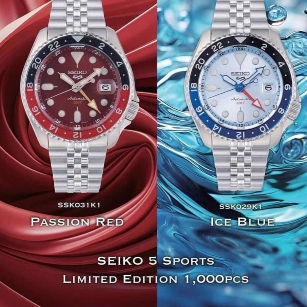 Seiko 5 Sports GMT Limited Edition Ice Blue Dial Men's Watch| SSK029K1
