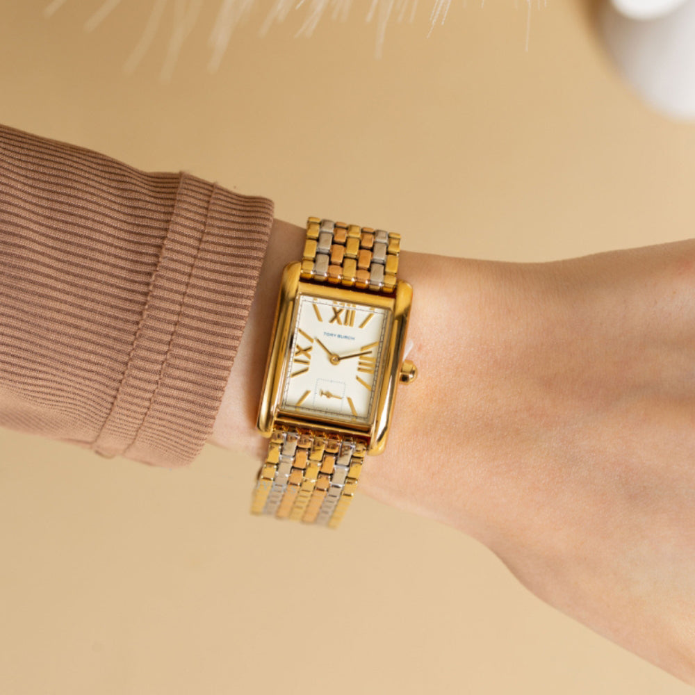 Tory Burch Eleanor Tri-Tone White Dial Ladies Watch TBW1078