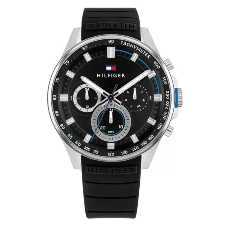 Tommy Hilfiger Max Multifunction Black Dial Silicone Strap Watch | TH1
