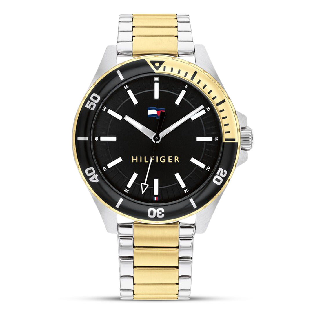 Tommy Hilfiger Logan Black Dial Two Tone Stainless Steel Watch | TH179