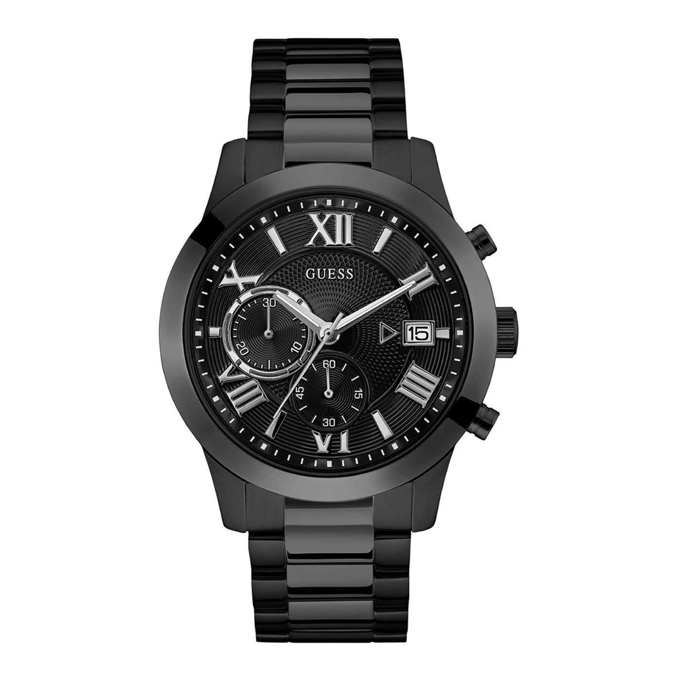 GUESS Atlas Chrono Black Dial Stainless Steel Watch | W0668G5