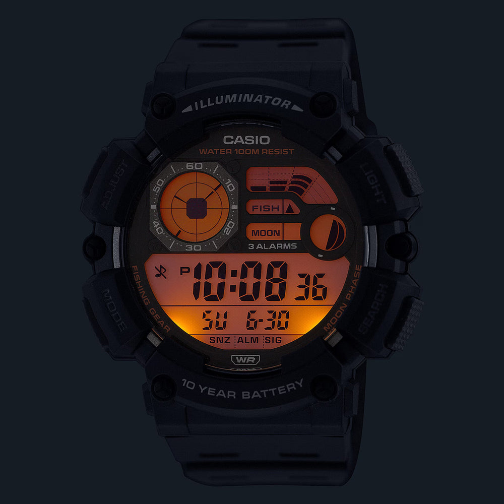 Casio Digital Moon Phase Black Resin Band Men's Watch| WS-1500H-1AVDF