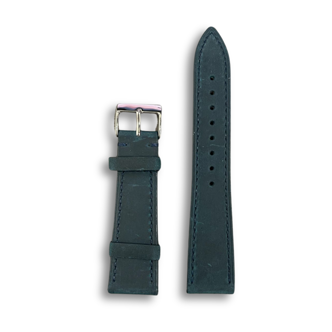 Genuine Leather Strap Plain Dark Blue | 22MM