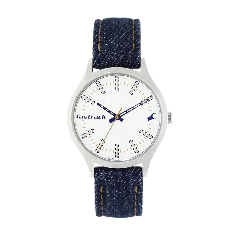Fastrack Women Fabric Denim Analog White Dial Watch | NP6180SL01