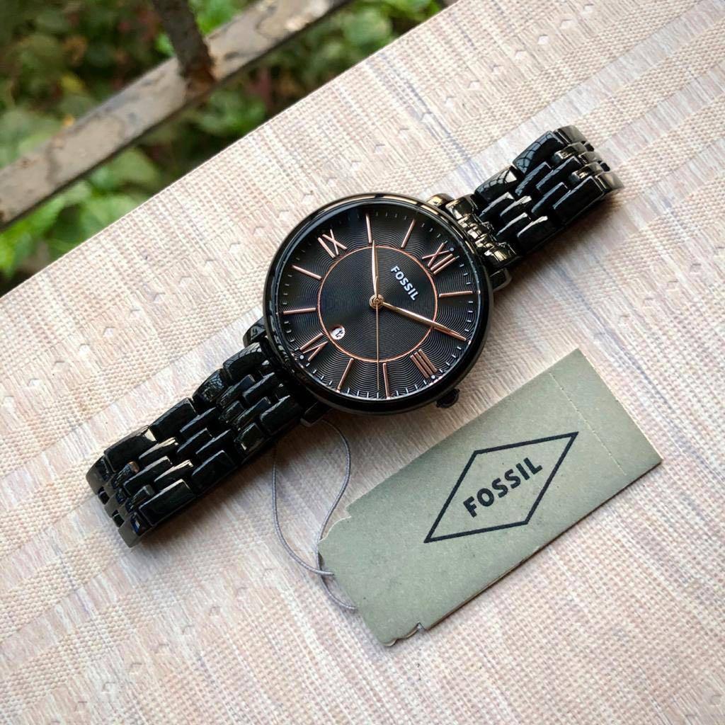 Fossil Women's Jacqueline Black Dial Stainless Steel Watch ES3614