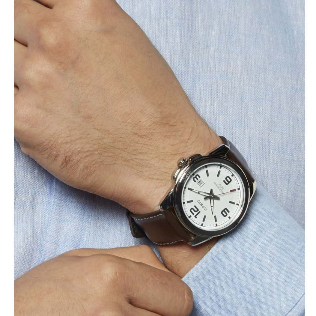 CASIO Enticer Brown Leather Men's Watch| MTP-1314L-7AVDF