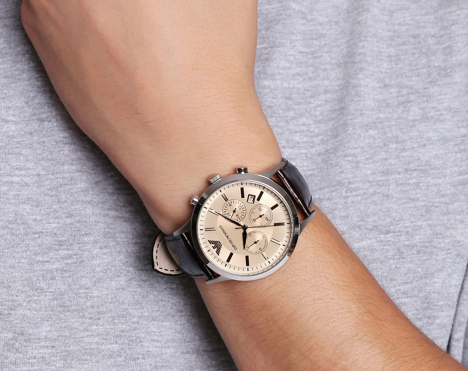 EMPORIO ARMANI Classic Chronograph Beige Dial Men's Watch AR2433